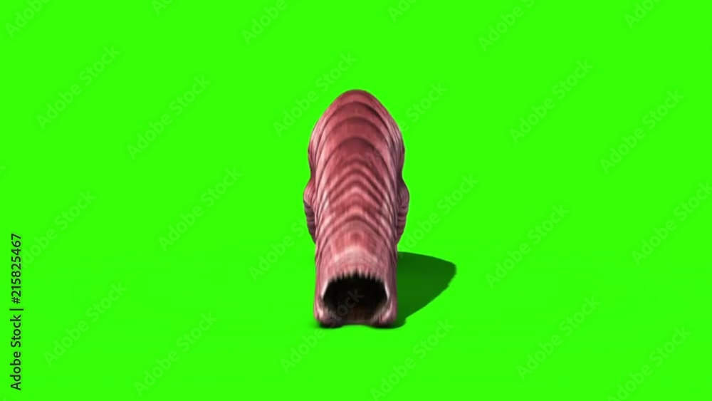 Giant Worm Monster Crawl Loop Front Green Screen 3D Rendering Animation ...