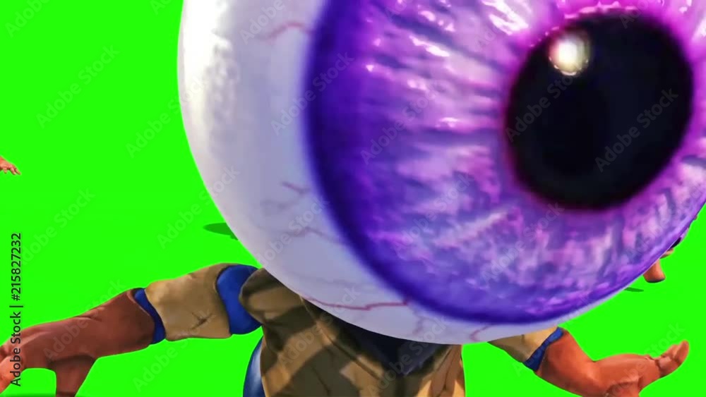Group Monster Eye Man Runs Green Screen 3D Renderings Animations vídeo ...