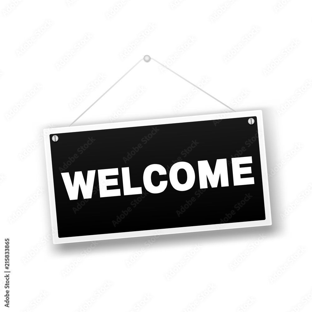 Welcome hanging sign isolated on white wall Stock Vector | Adobe Stock