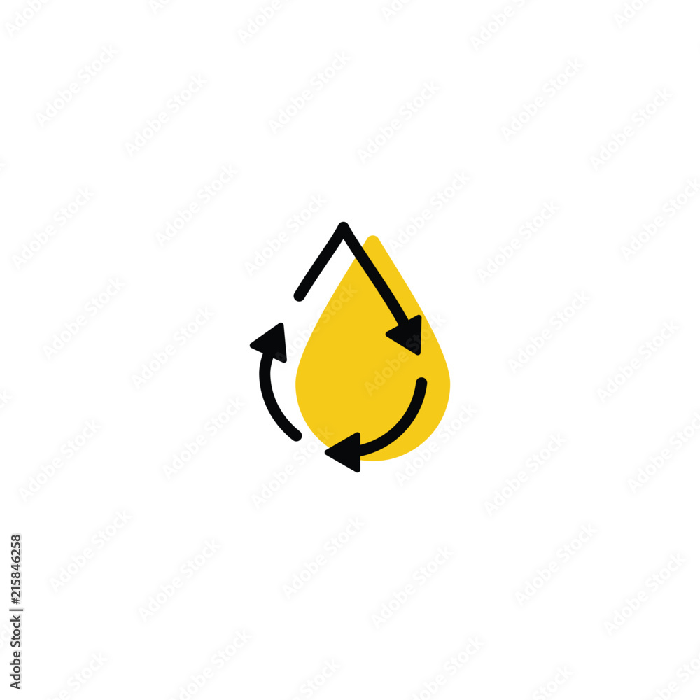 recycle oil drop fresh clean logo icon vector simple line outline ...
