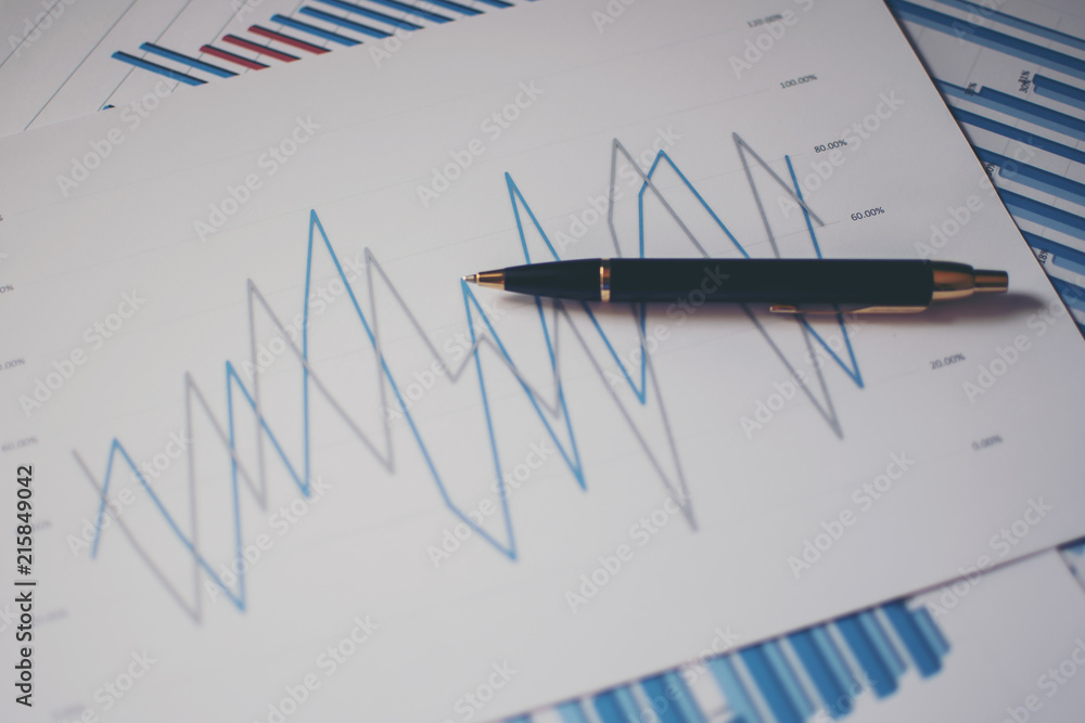 colorful graphs, charts, marketing research and business annual report ...