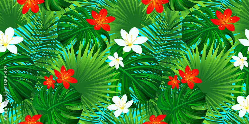 Tropical floral seamless pattern. Template flowers texture. exotic ...