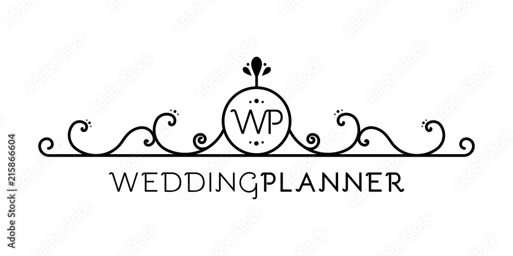 Wedding planner logo. Flourish symbol. Abstract element for template ...
