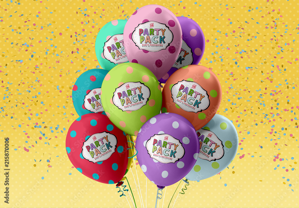 Party Balloons Mockup Stock Template | Adobe Stock
