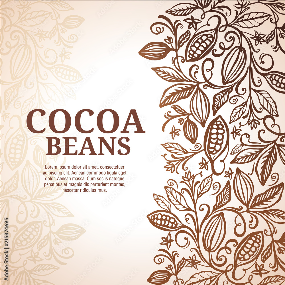 Cacao beans plant, Vector exotic cacao plants Stock Vector | Adobe Stock