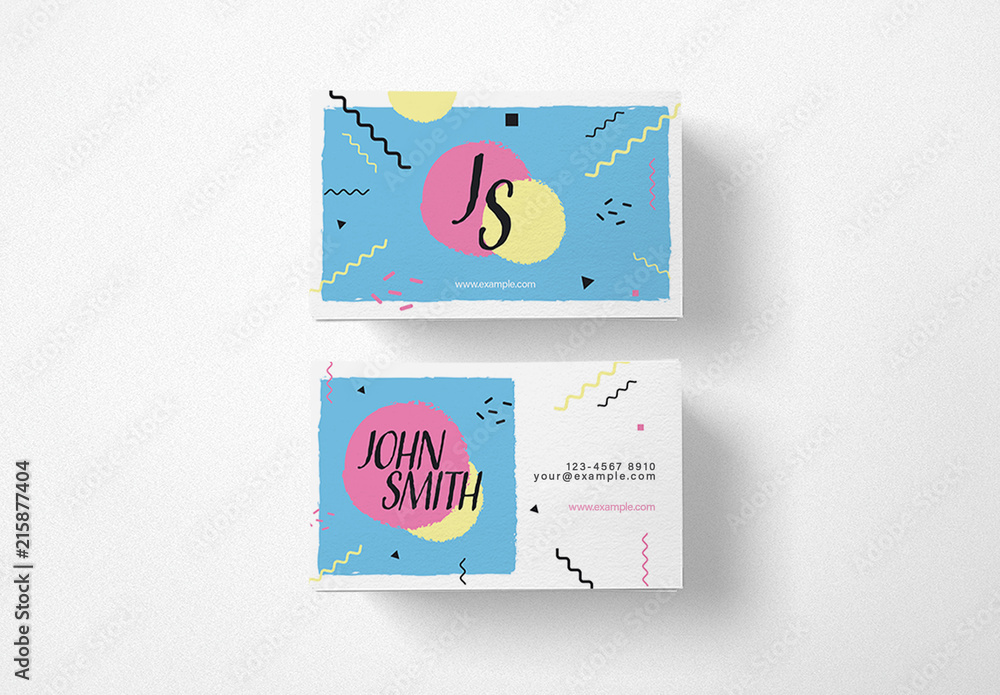 80s Style Business Card Layout Stock Template | Adobe Stock