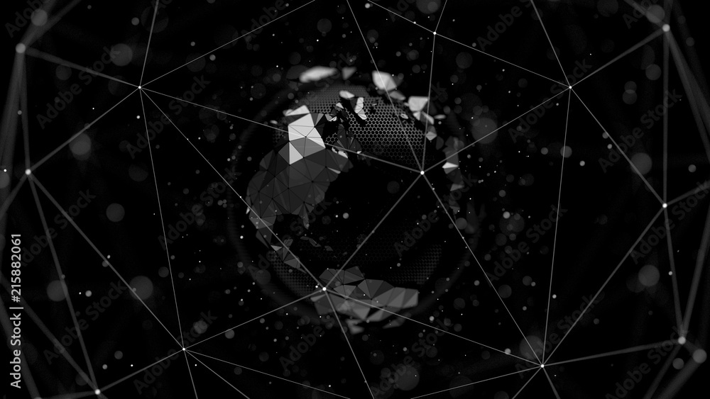 Abstract crypto cyber security technology on global network background ...