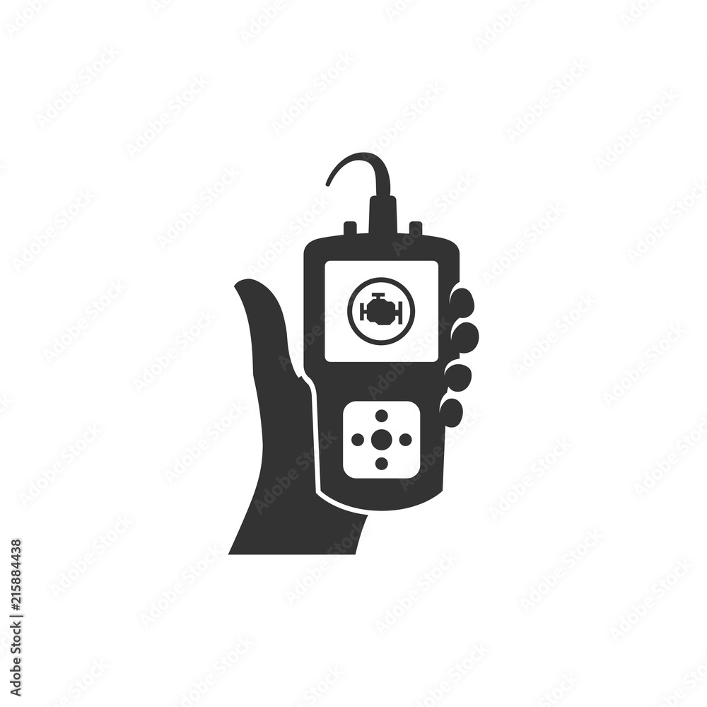Car diagnostic icons in black and white. Automotive vehicle maintenance ...