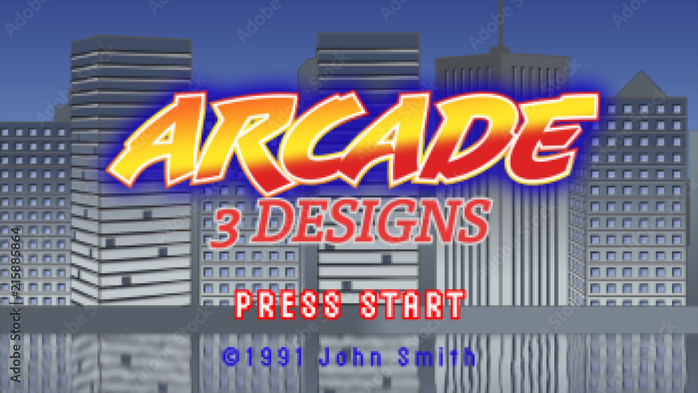 16-Bit Style Arcade Titles Stock Template | Adobe Stock