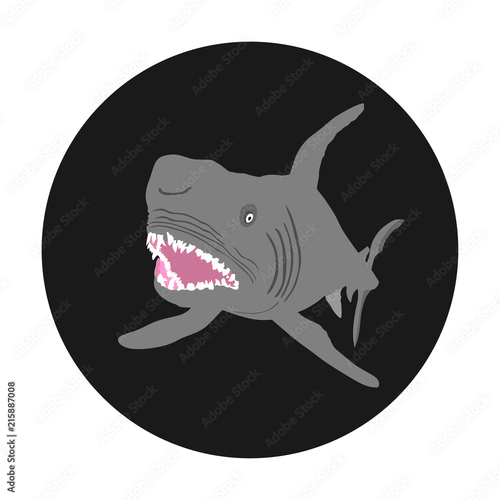 Shark attack vector illustration isolated on black background. Open ...