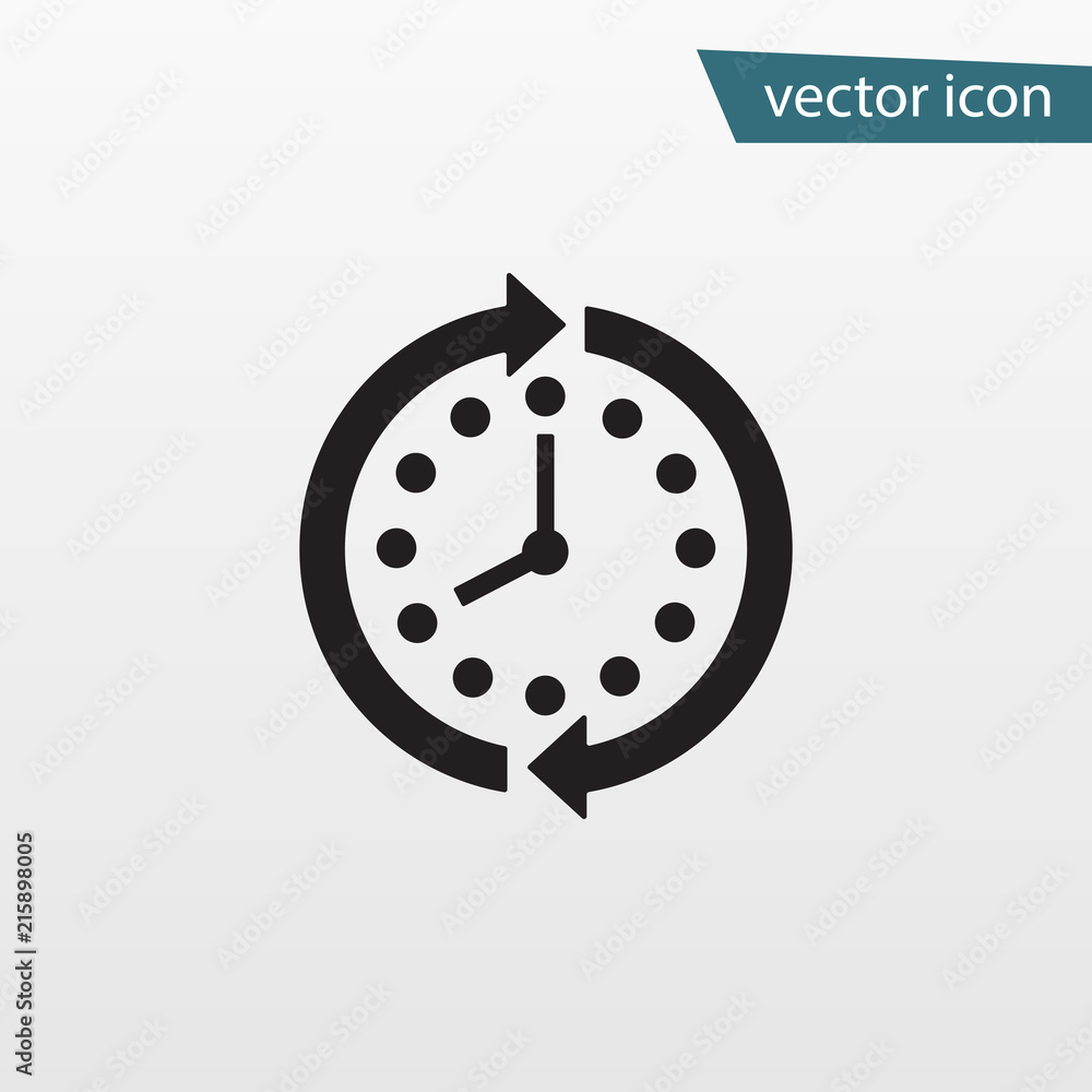 Arrow clock icon. Circle time vector. Trendy stop wait symbol isolated ...