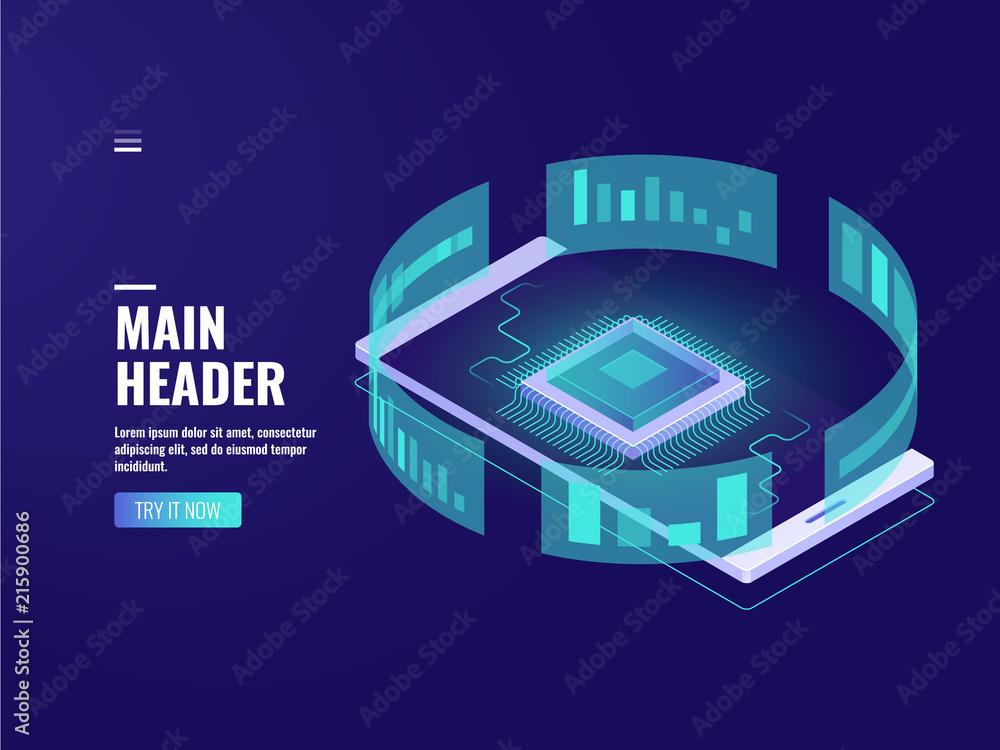 Vetor de Smart data processing, business helper, automated reporting ...