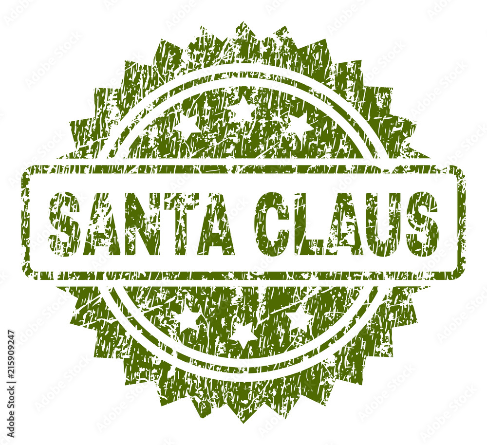 SANTA CLAUS stamp seal watermark with rubber print style. Green vector ...