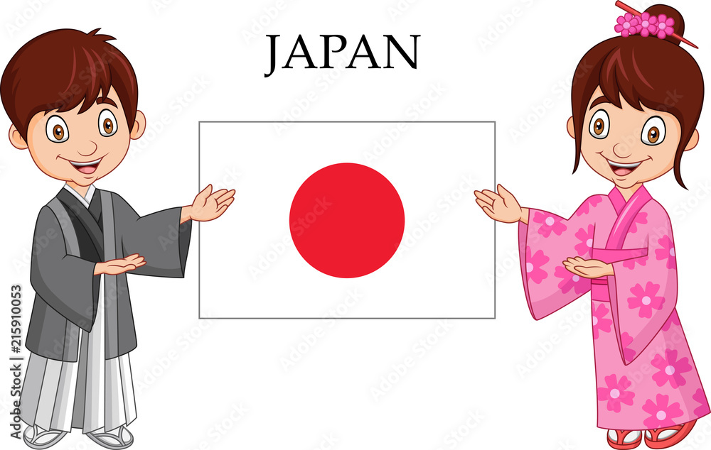 Cartoon Japanese couple wearing traditional costume Stock Vector ...