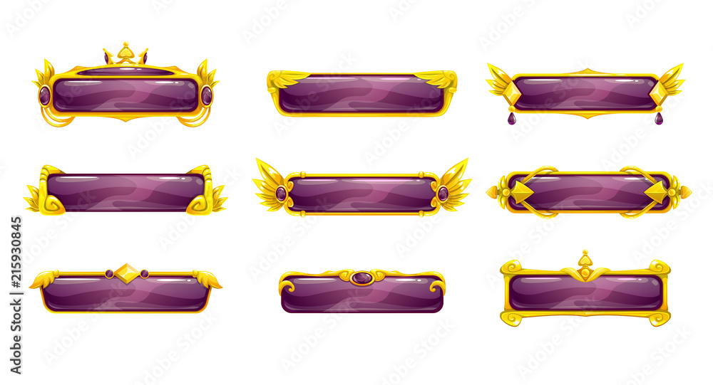 Beautiful decorative long horizontal buttons set Stock Vector | Adobe Stock