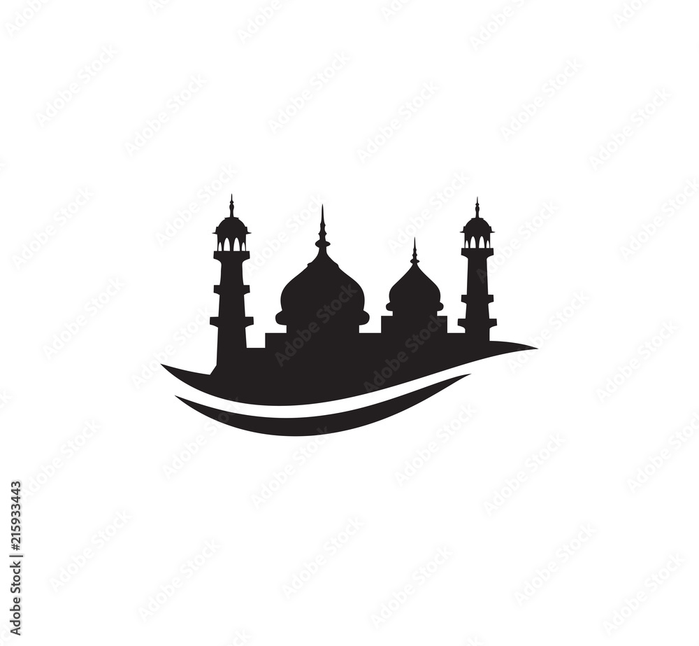 black silhouette mosque sign logo symbol vector design Stock Vector ...