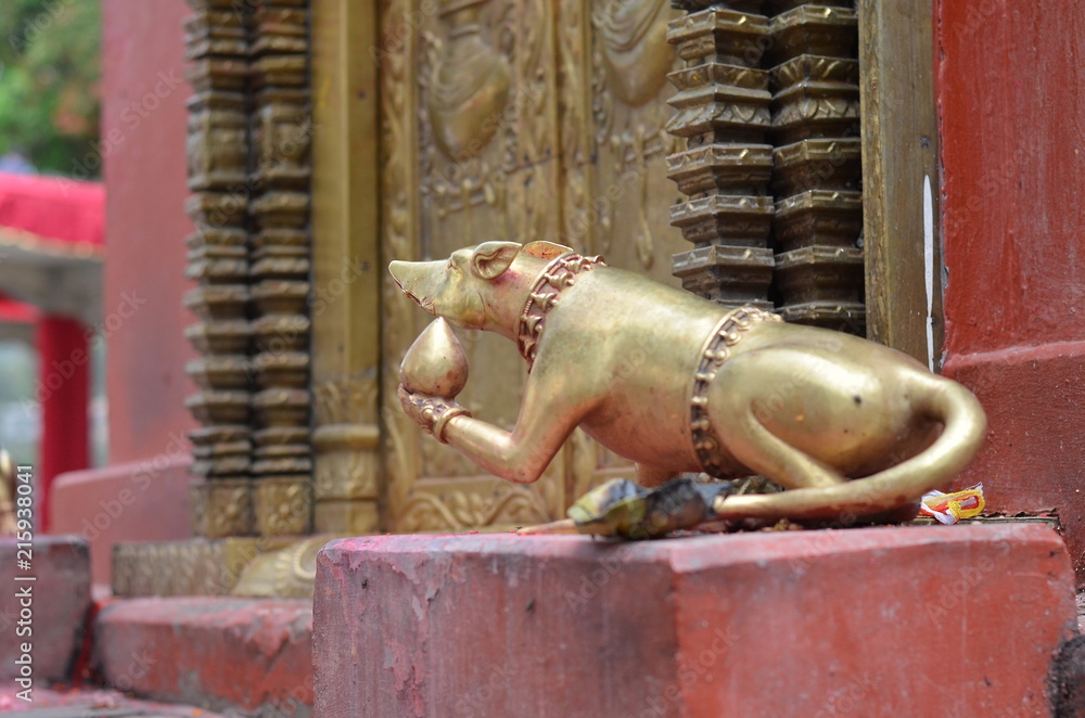 Golden mouse (rat) of Wahan Ganesha, photo of Hindu deities Stock Photo ...