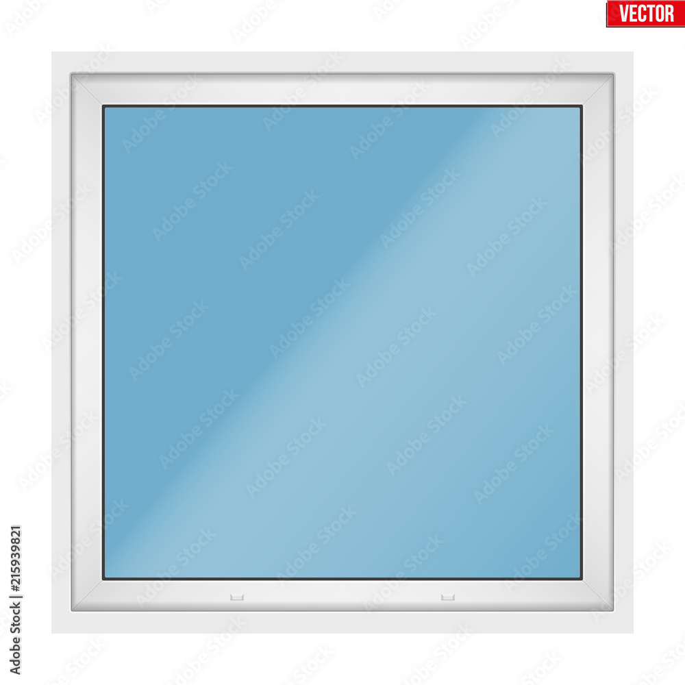 Square Metal plastic PVC window with one sash and one opening casement ...