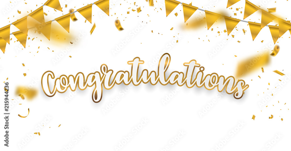 congratulations Gold celebration background with confetti. Stock Vector ...