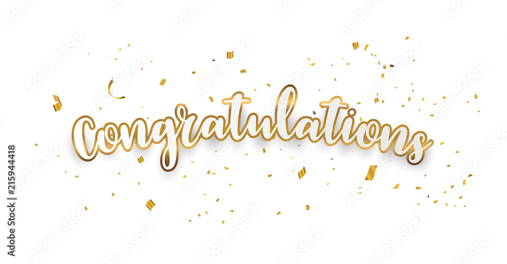 Congratulations Gold Celebration Background With Confetti Stock Vector