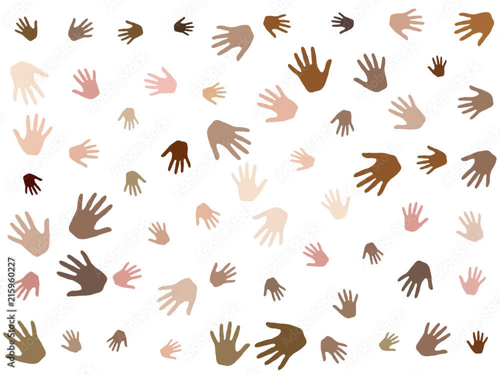 Hands with skin color diversity vector illustration. Community concept ...