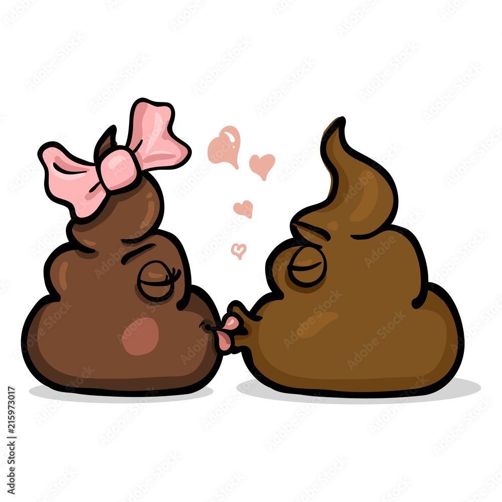 Vector Cartoon Illustration - Couple of Shit Characters are Kissing each other. Stock Vector ...