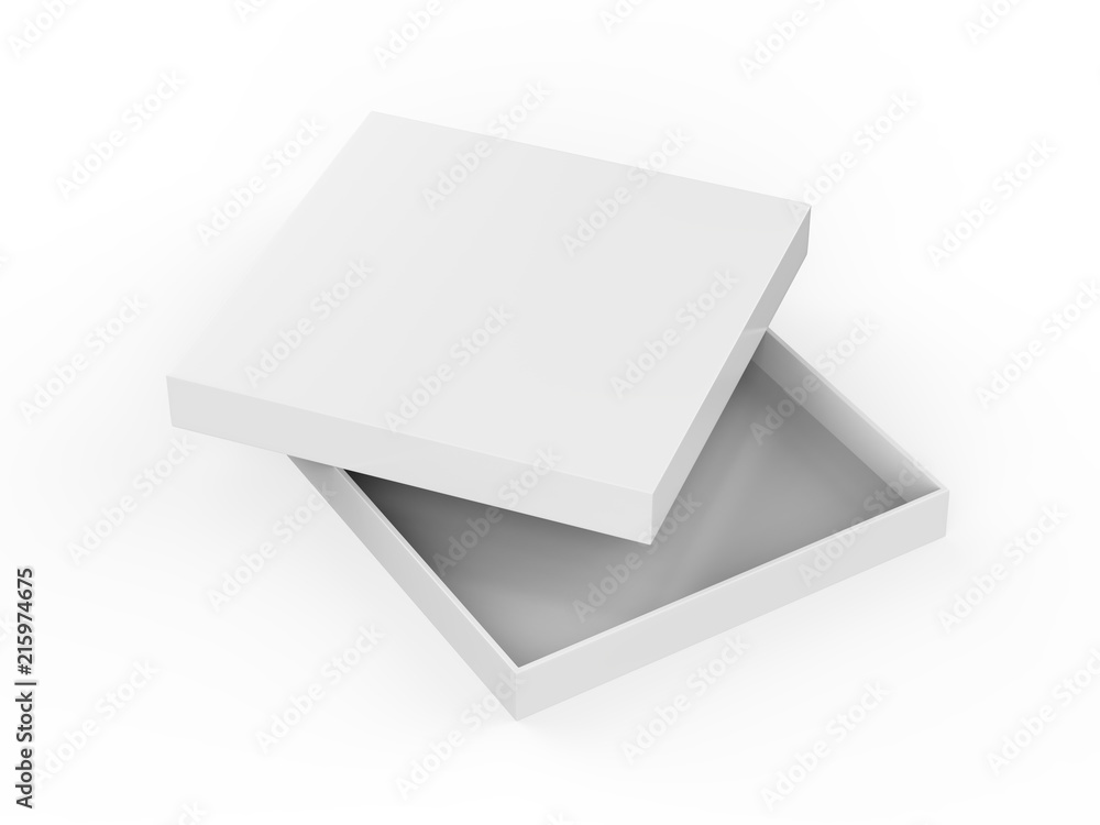 White cardboard package box, thin packaging box mock template on ...
