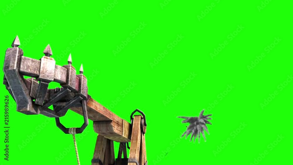 Catapult Wall Destruction Debris Green Screen Back Smoke Medieval 3D ...