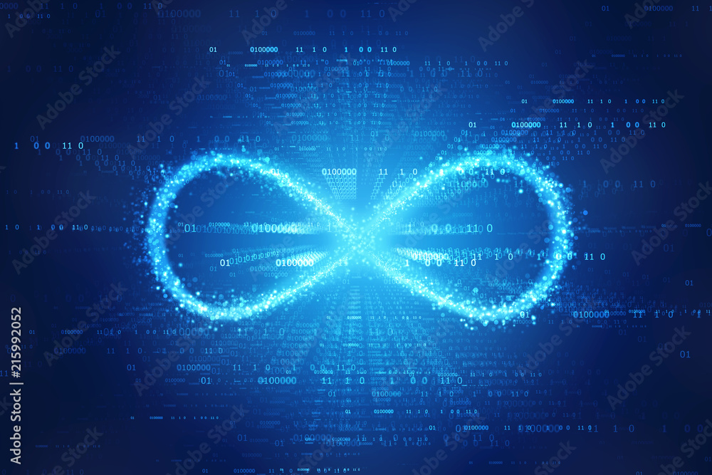Infinity symbol in binary digital background Stock Illustration | Adobe ...