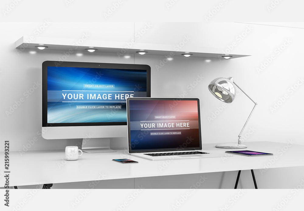 Desktop and Various Devices Mockup Stock Template | Adobe Stock