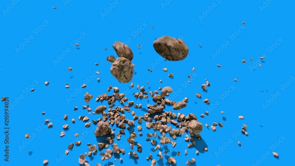 Rock Fall Stones Mountain Debris Blue Screen Top 3D Renderings ...