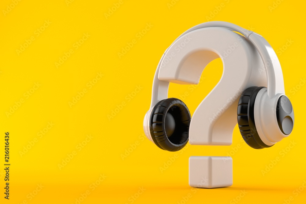 Question mark with headphones Stock Illustration | Adobe Stock