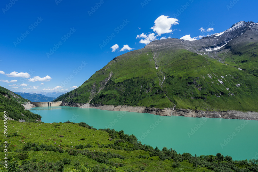 Famous alpine stauseen by Kitzsteinhorn, Hohe Tauern. Mooserboden and ...