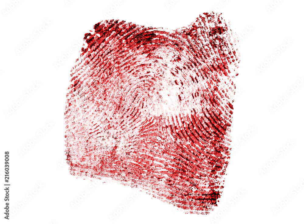 Bloody fingerprint on a white background Stock Photo | Adobe Stock
