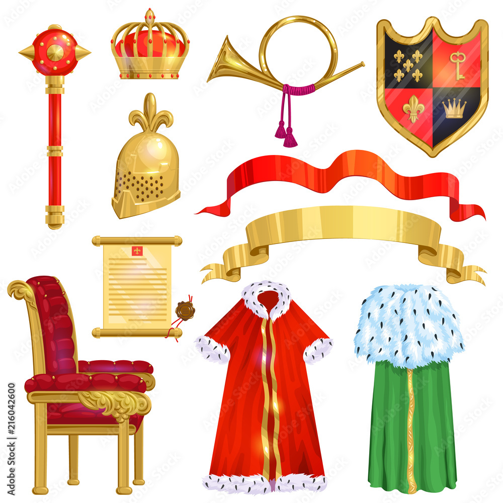 Royalty vector golden royal crown symbol of king queen and princess ...