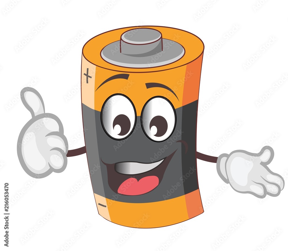 battery character cartoon.vector illustration Stock Vector | Adobe Stock