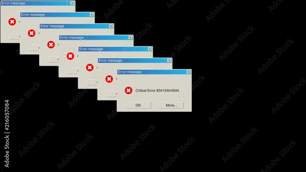 Vidéo Stock Many windows with critical error notification, problem ... Vidéo Stock Many windows with critical error notification, problem ...