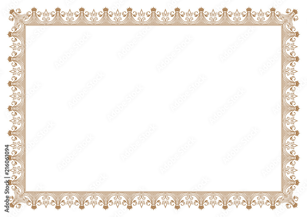 Floral frame border for certificate with Crown Stock Vector | Adobe Stock