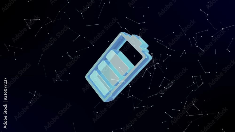 battery being formed by revolving particles. Futuristic structure of ...