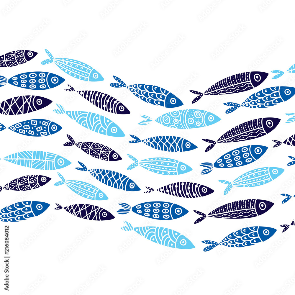 Colorful fish. Postcard with cute fish. Sea background. Stock Vector ...