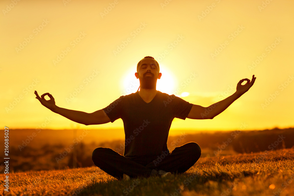 Yoga Man Sunset