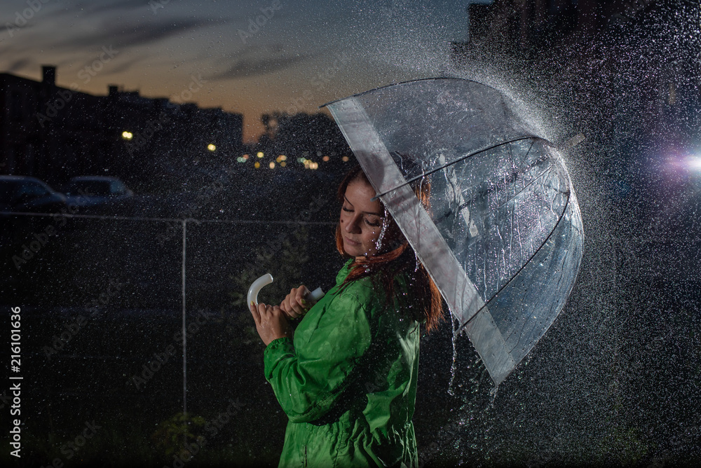 Sad Girl In Rain With Umbrella