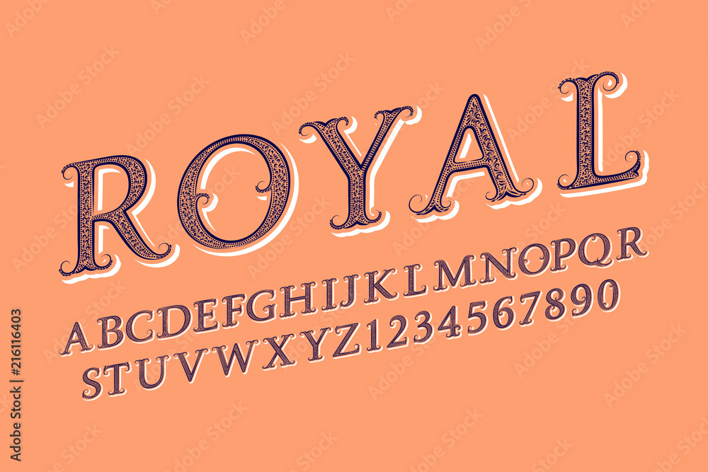 Royal Letters And Numbers In Old English Vintage Style Isolated Royal Letters And Numbers In Old English Vintage Style Isolated
