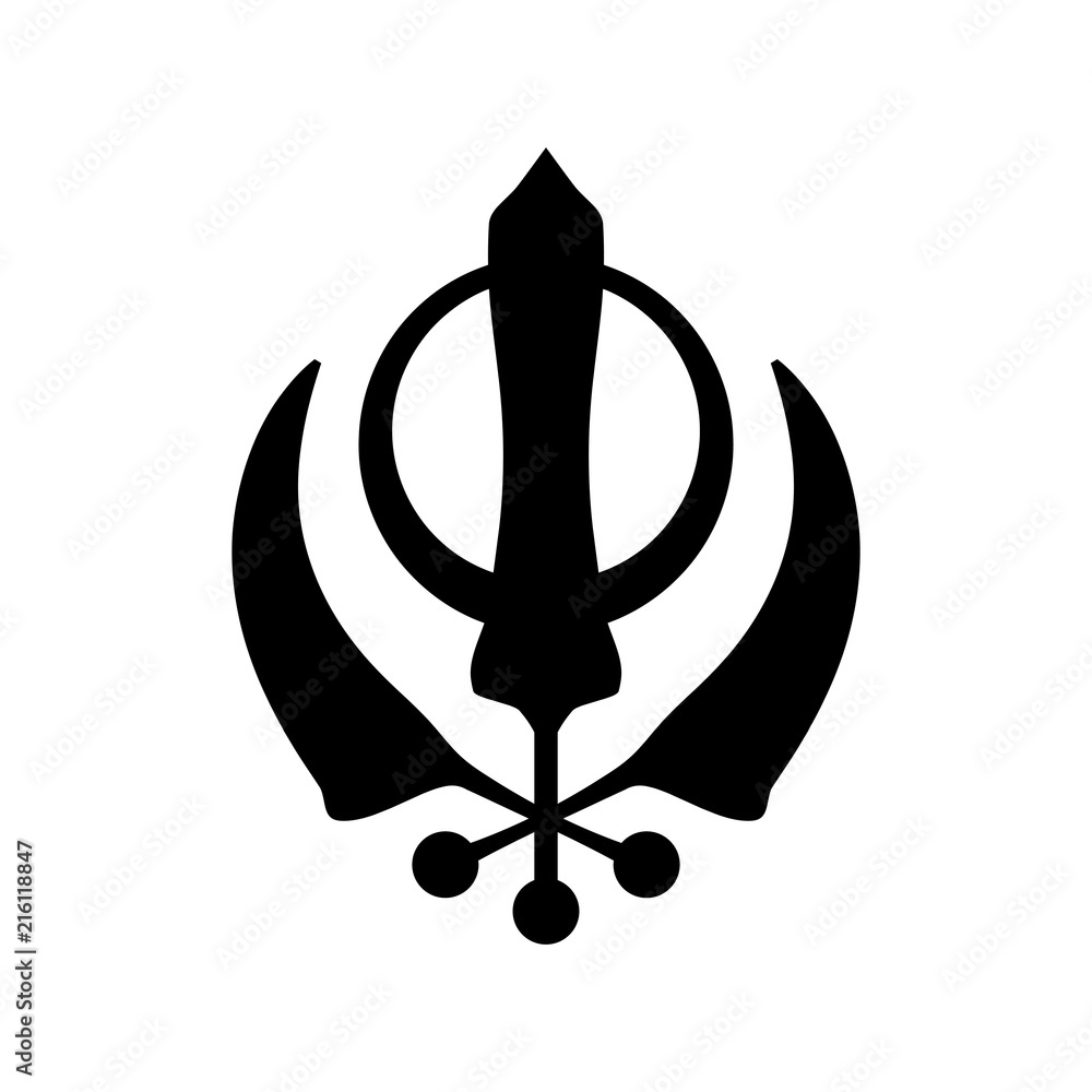 Kirpans — three curved ceremonial swords, symbol of Sikhi religion ...