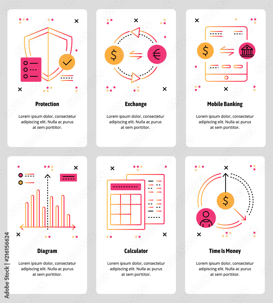 Vector line art web and mobile app template set Stock Vector | Adobe Stock