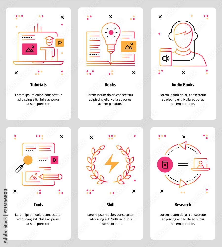 Vector line art web and mobile app template set Stock Vector | Adobe Stock