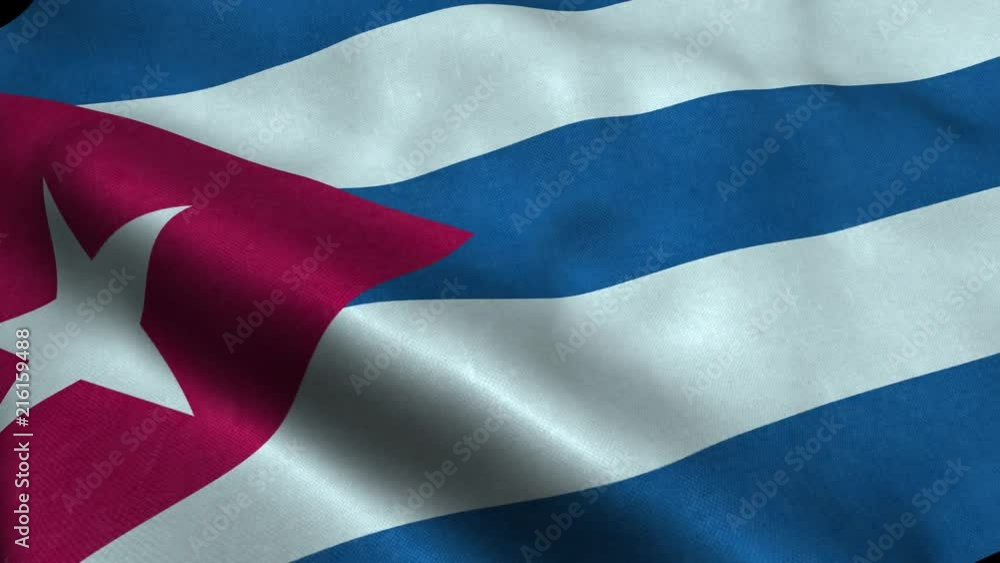 Photorealistic 4k Close up of cuba flag slow waving with visible ...