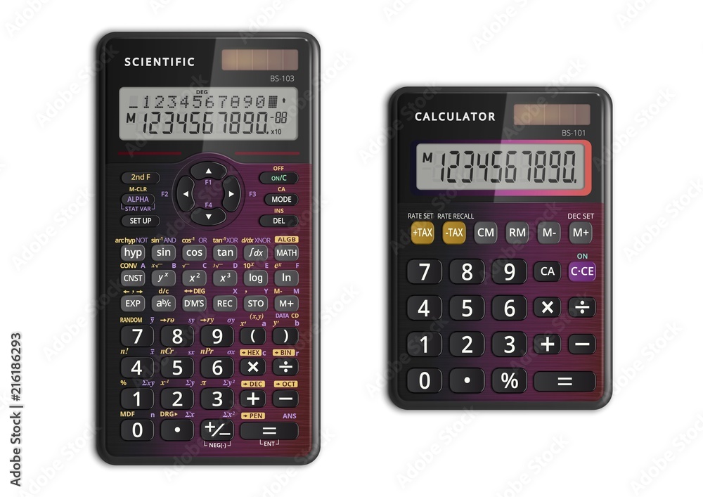 Scientific and simple calculators Stock Vector | Adobe Stock
