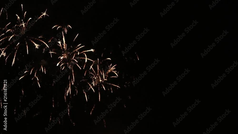 Original fireworks shapes on the night sky. Colorful rain showers of ...