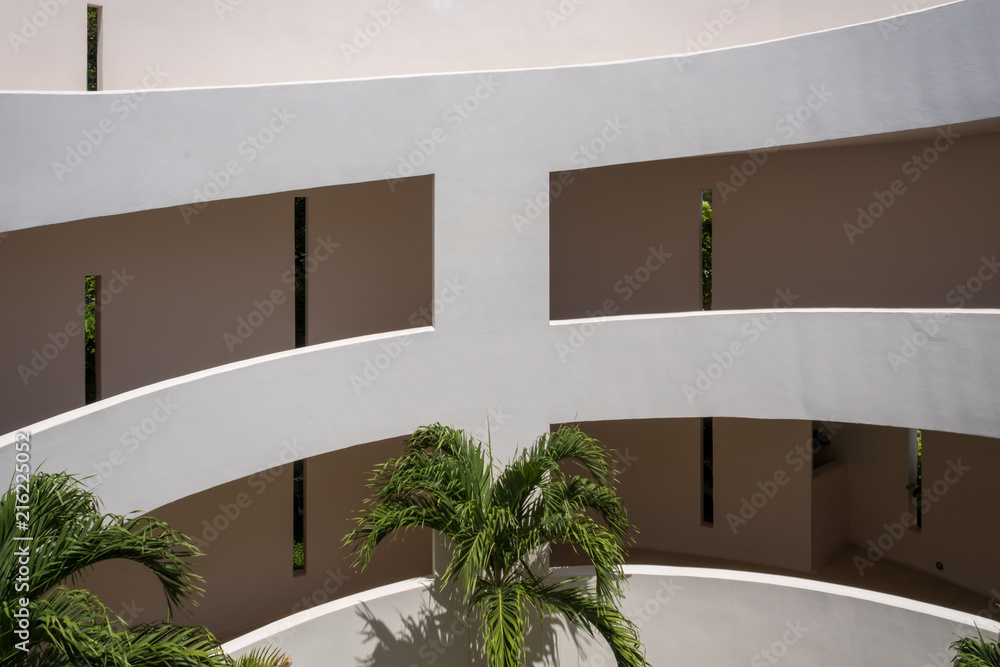 circular ramp entrance. Modern minimalist concrete structure. Stock ...